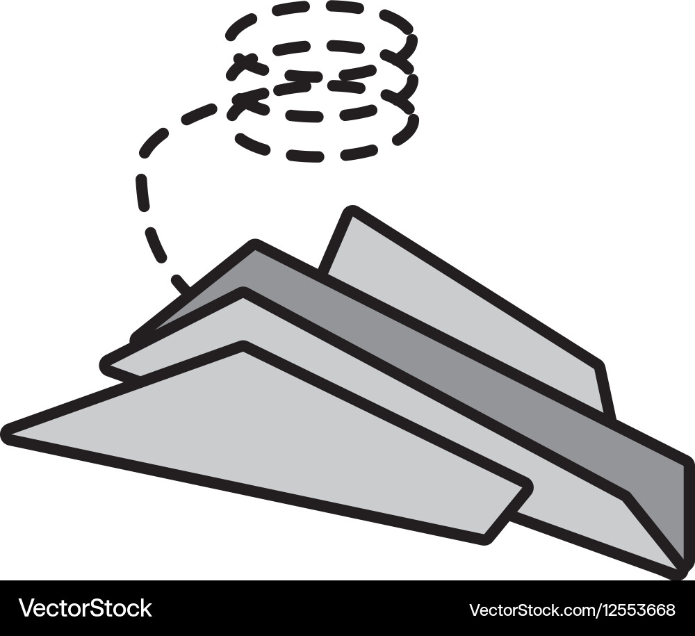 Paper plane origami fly line dotted Royalty Free Vector