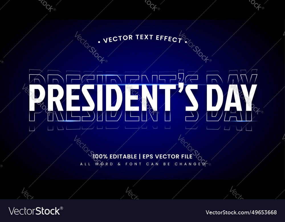 Presidents day 3d text style effect editable Vector Image