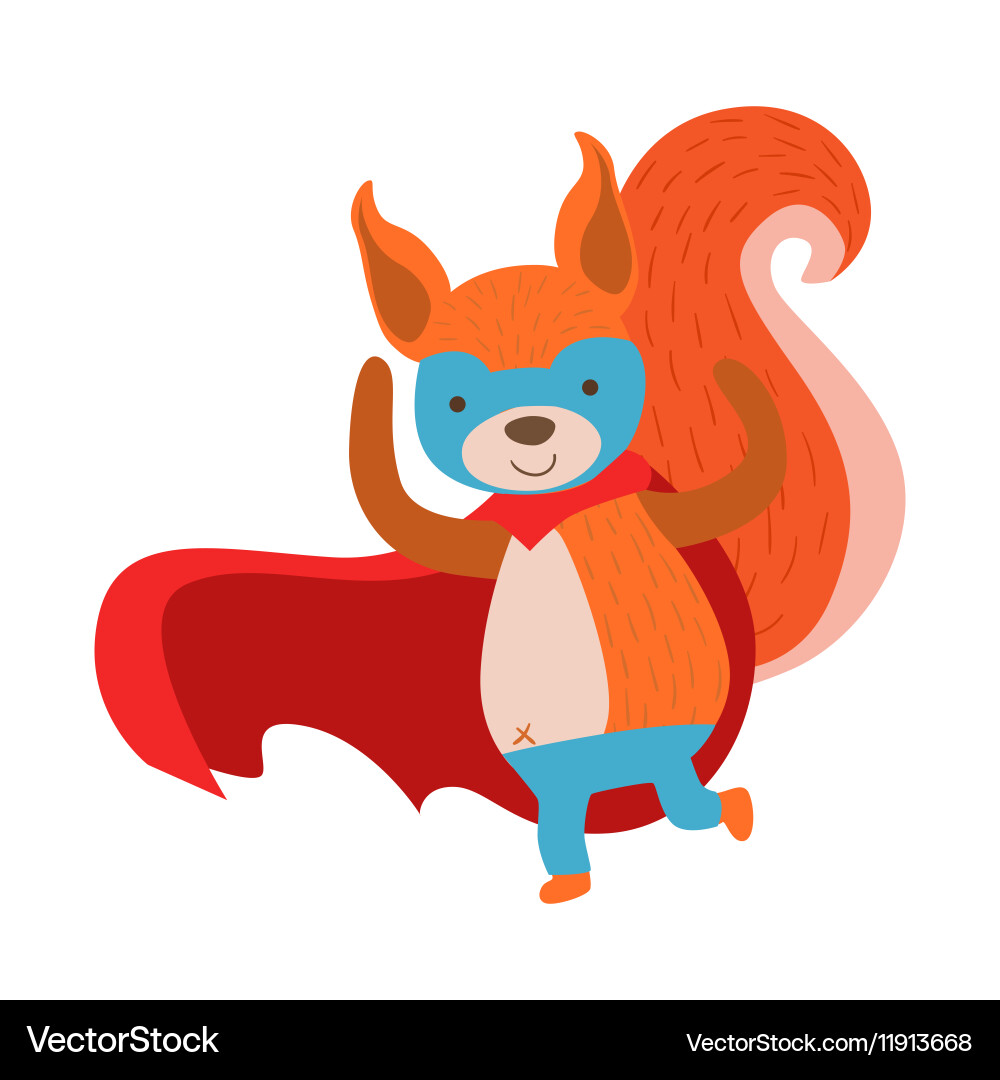 Squirrel Animal Dressed As Superhero With A Cape Vector Image