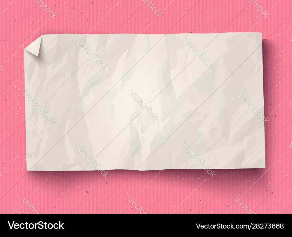 White paper banner on pink cardboard Royalty Free Vector