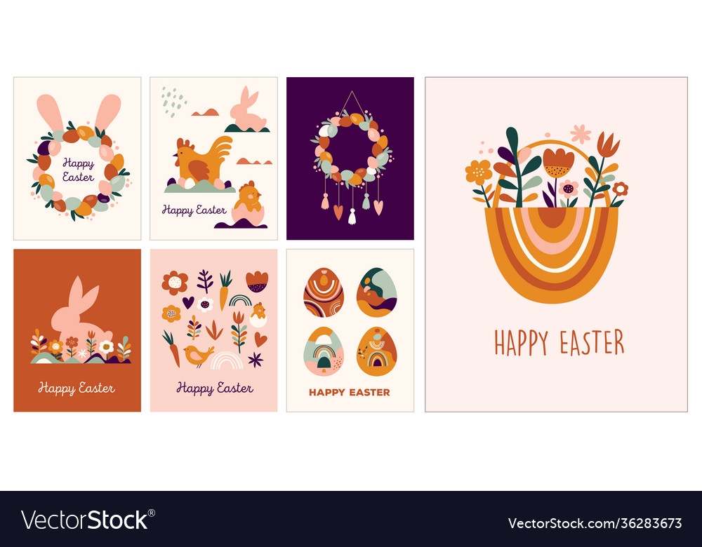 Boho easter concept design greeting cards Vector Image