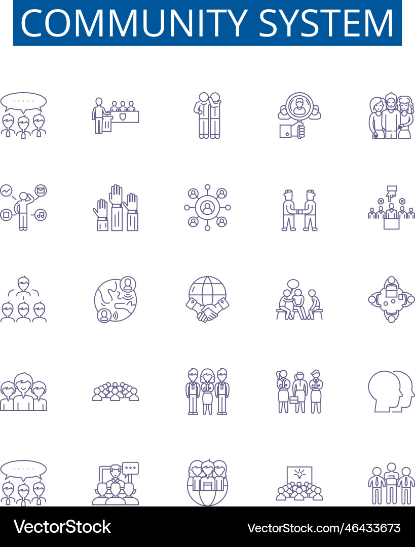 Community system line icons signs set design Vector Image