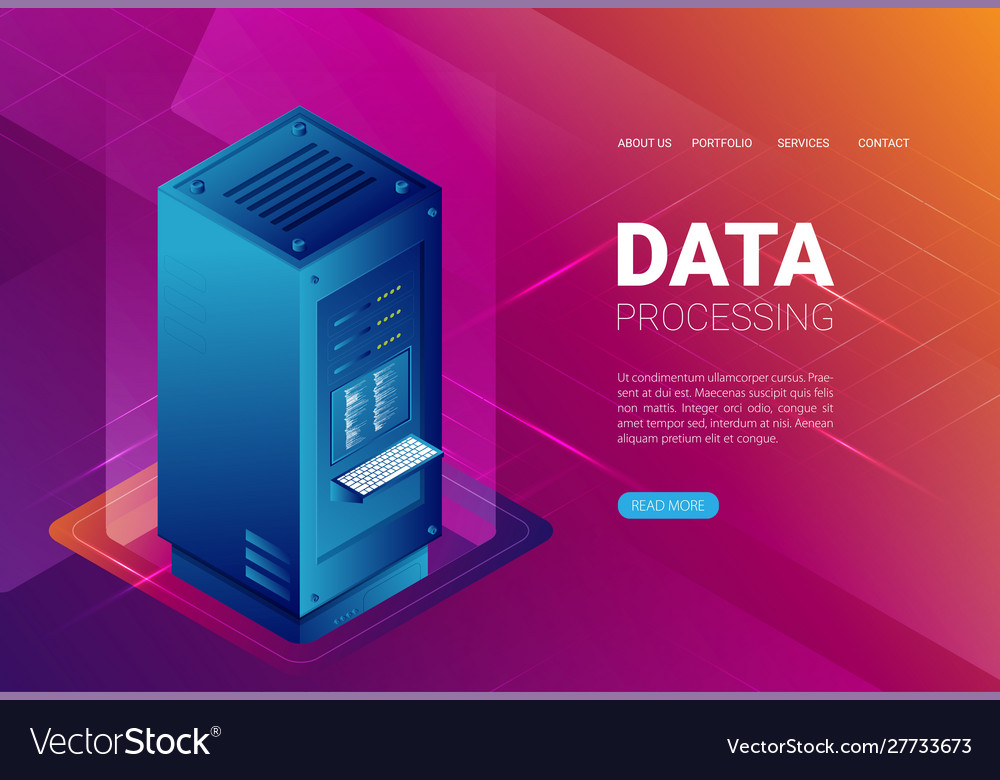 Concept big data processing energy station Vector Image