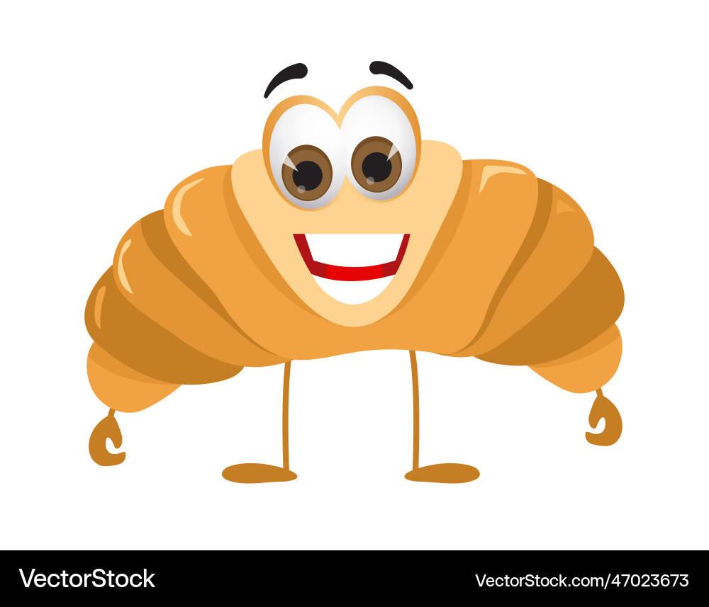 Funny croissant with eyes on white background Vector Image