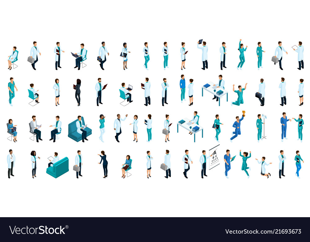 Isometrics a large set of characters Royalty Free Vector
