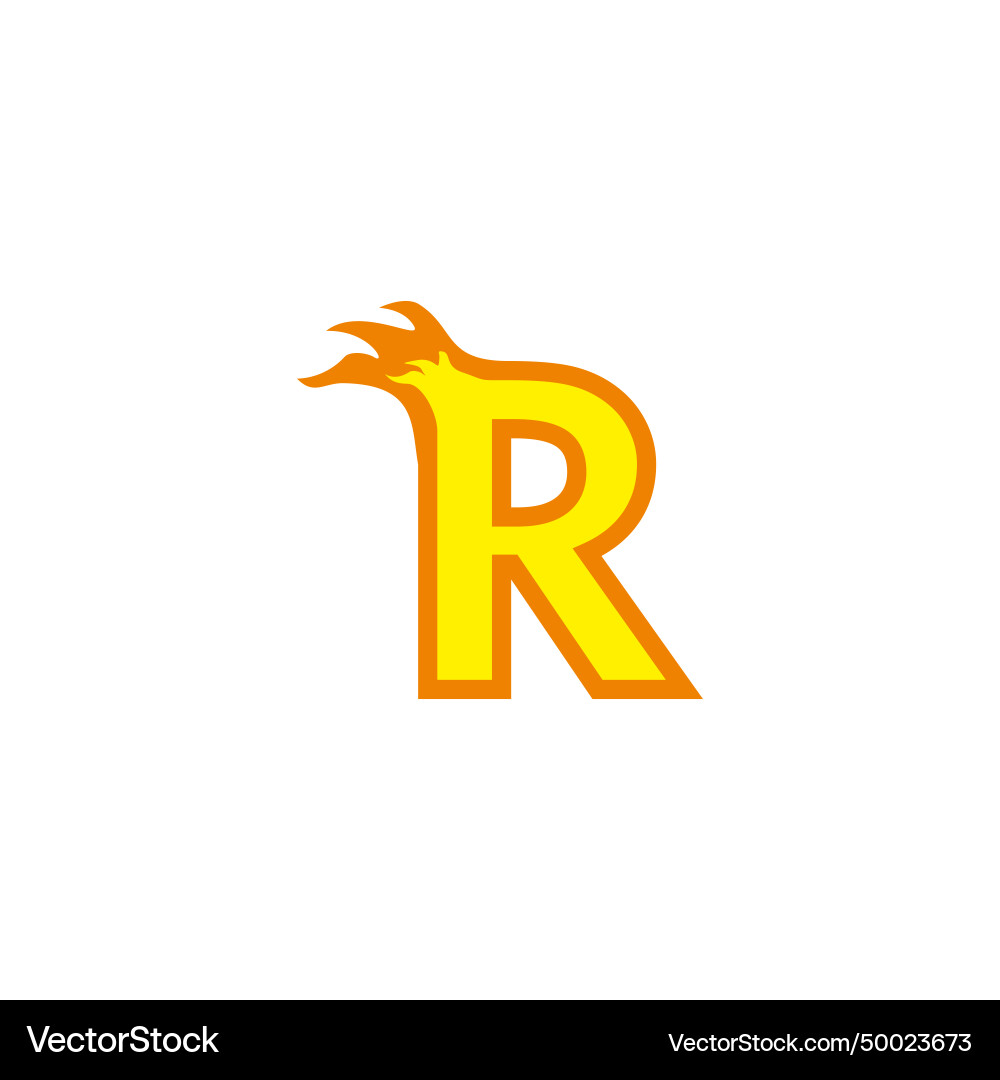 Letter r fire geometric symbol simple logo Vector Image