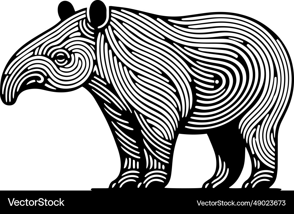 Modern tapir outline in crisp design Royalty Free Vector