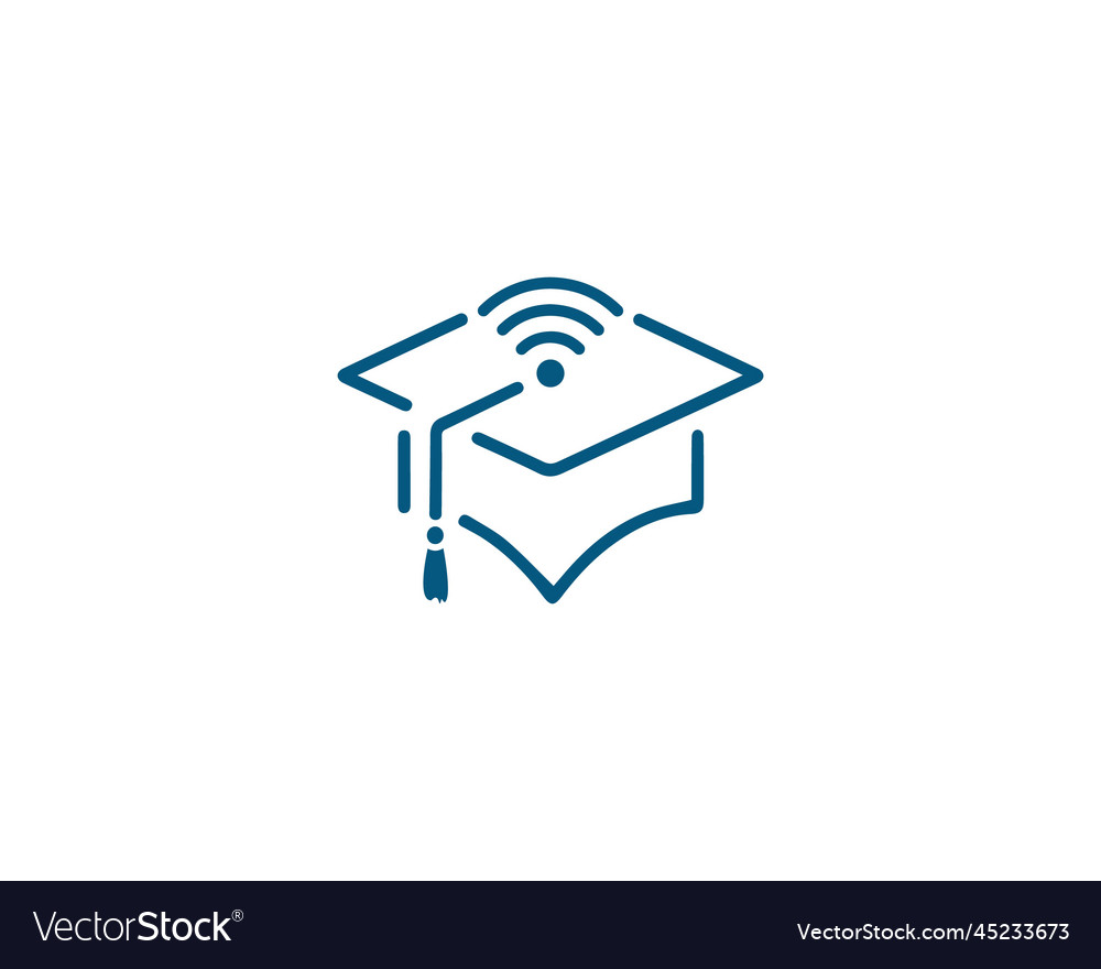 Online graduate hat logo design Royalty Free Vector Image