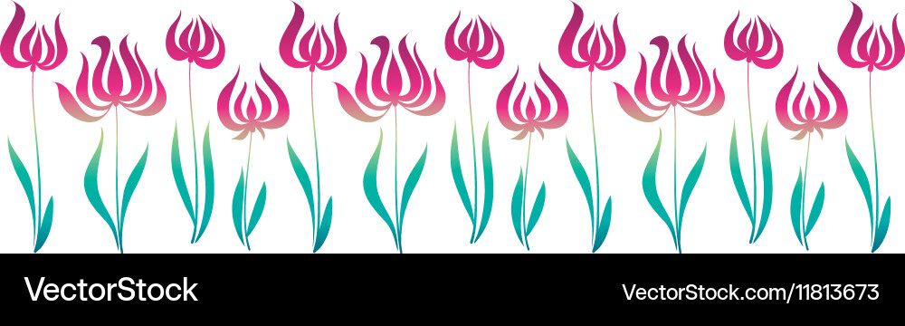 Pink decorative style tulip line Royalty Free Vector Image