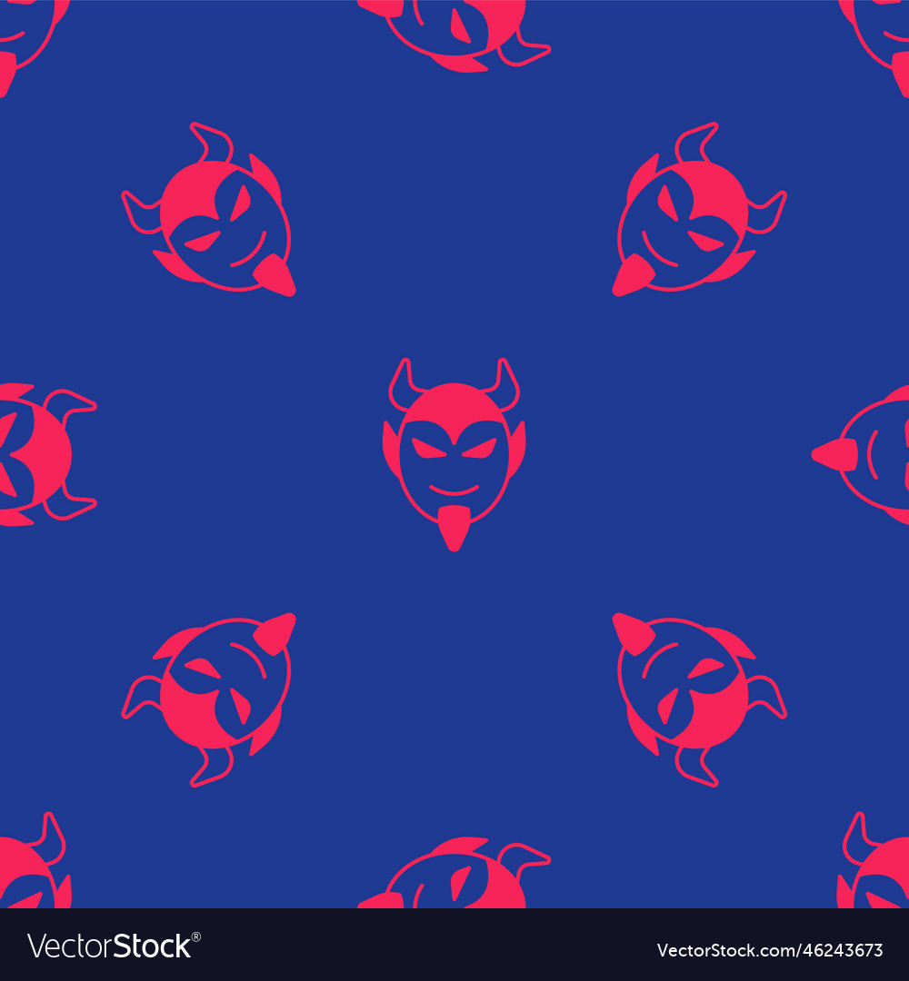 Red devil head icon isolated seamless pattern Vector Image