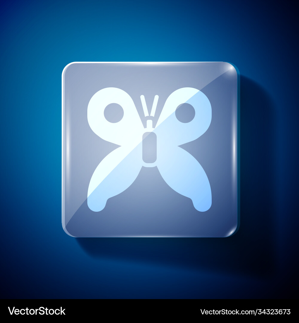 White butterfly icon isolated on blue background Vector Image