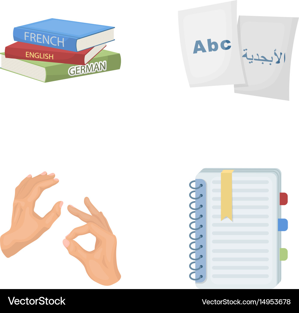 A pile of books in different languages sheets Vector Image