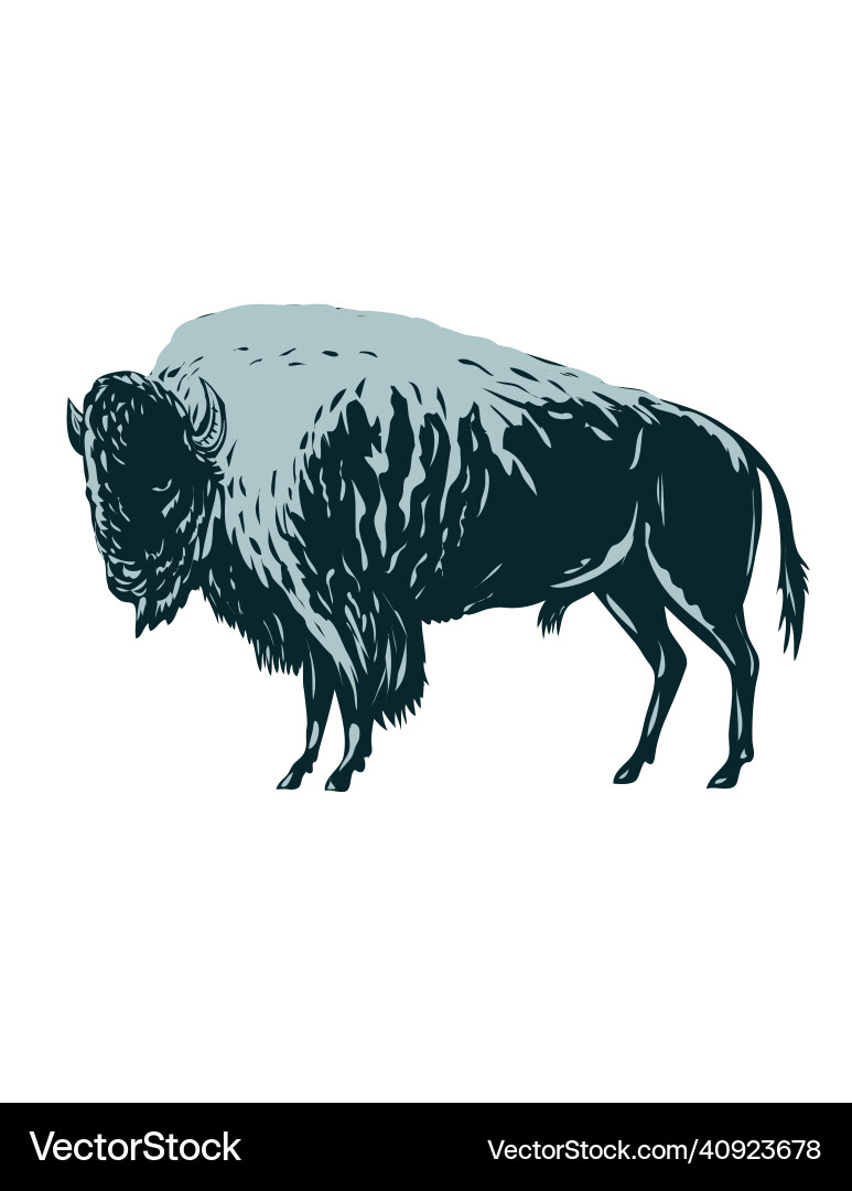 American bison or buffalo side view wpa Royalty Free Vector