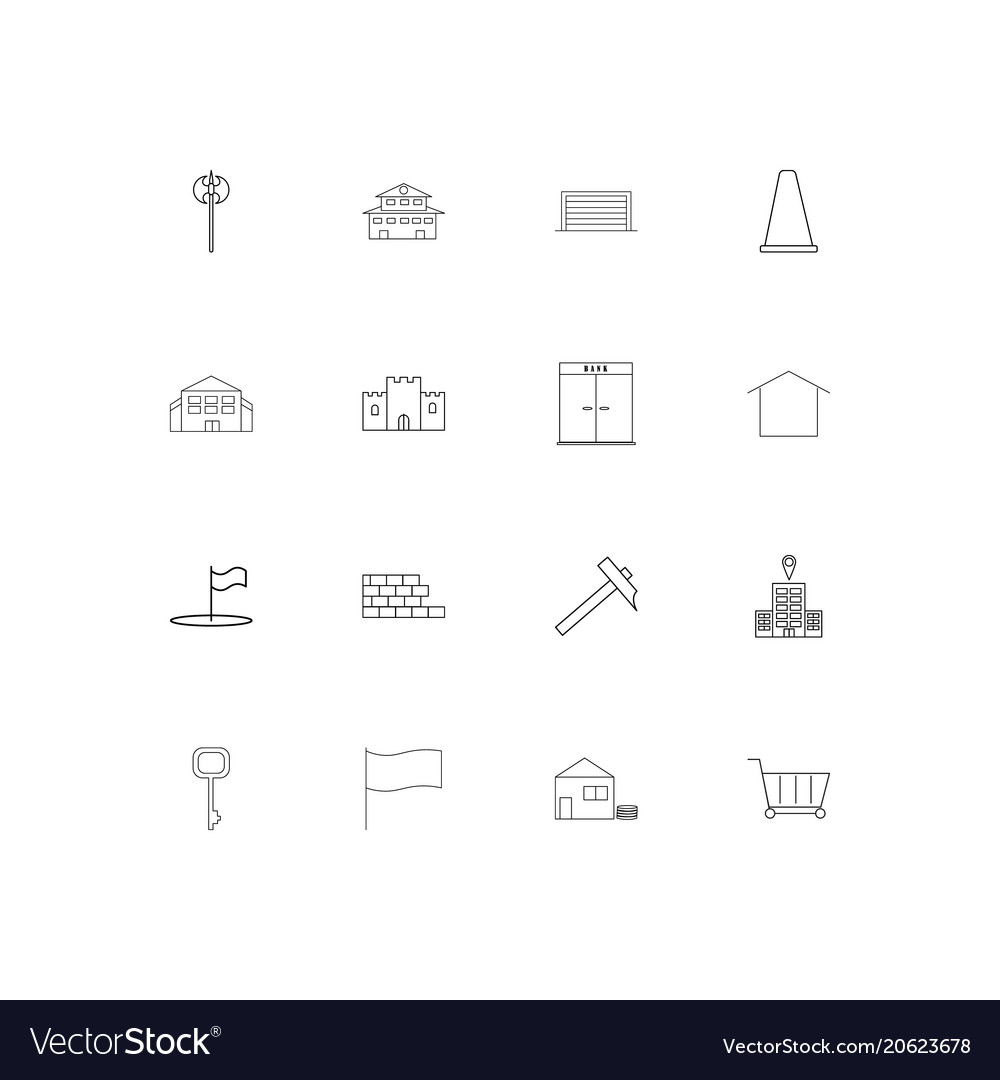 Buildings and constructions simple linear icons Vector Image