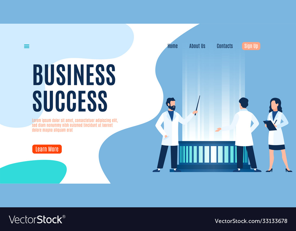 Business success landing page men and woman Vector Image
