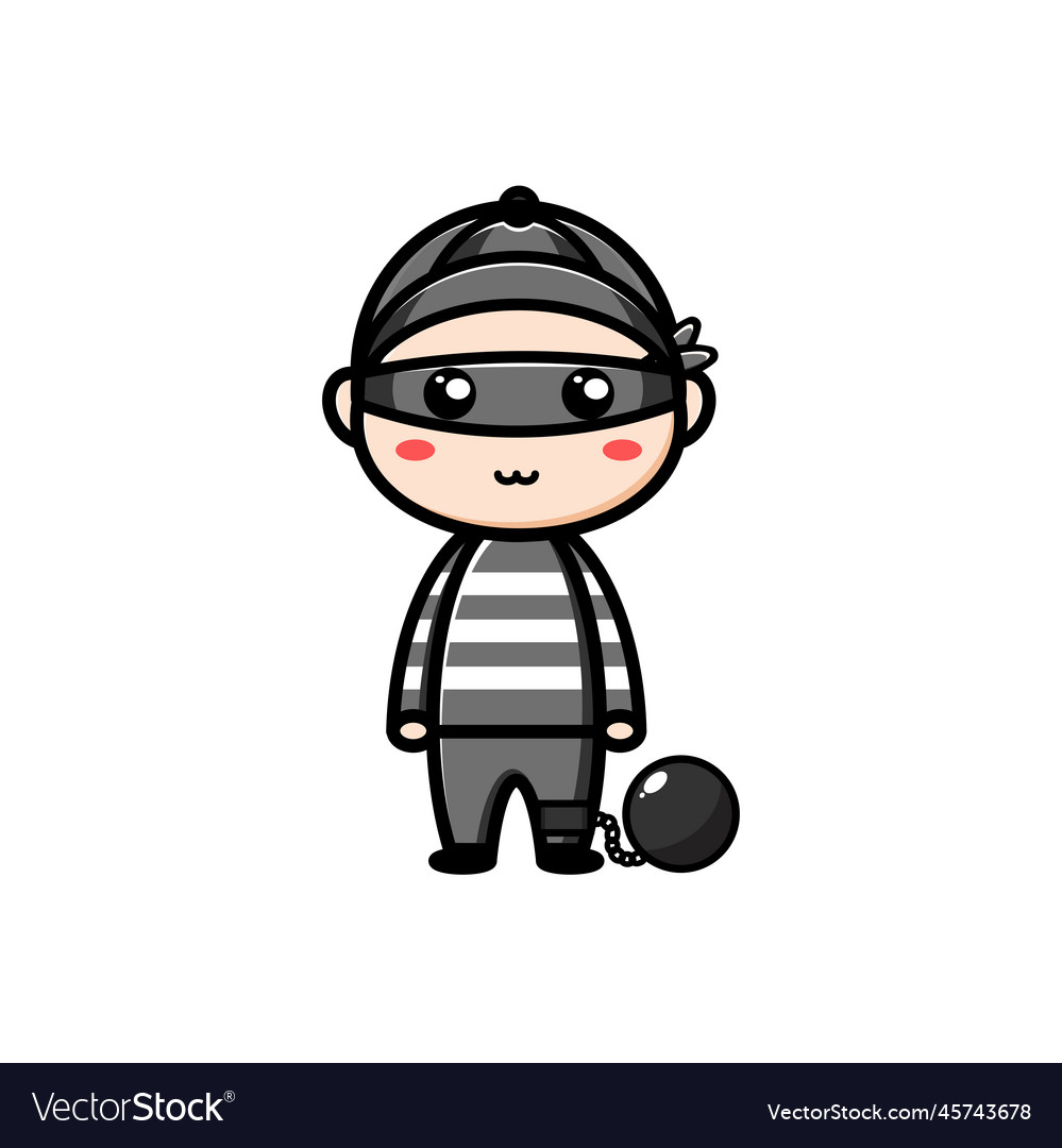 Cute Thief Character On White Background Vector Image