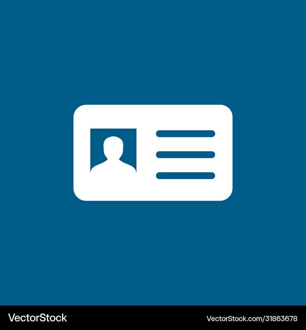 Id card icon on blue background blue flat style Vector Image