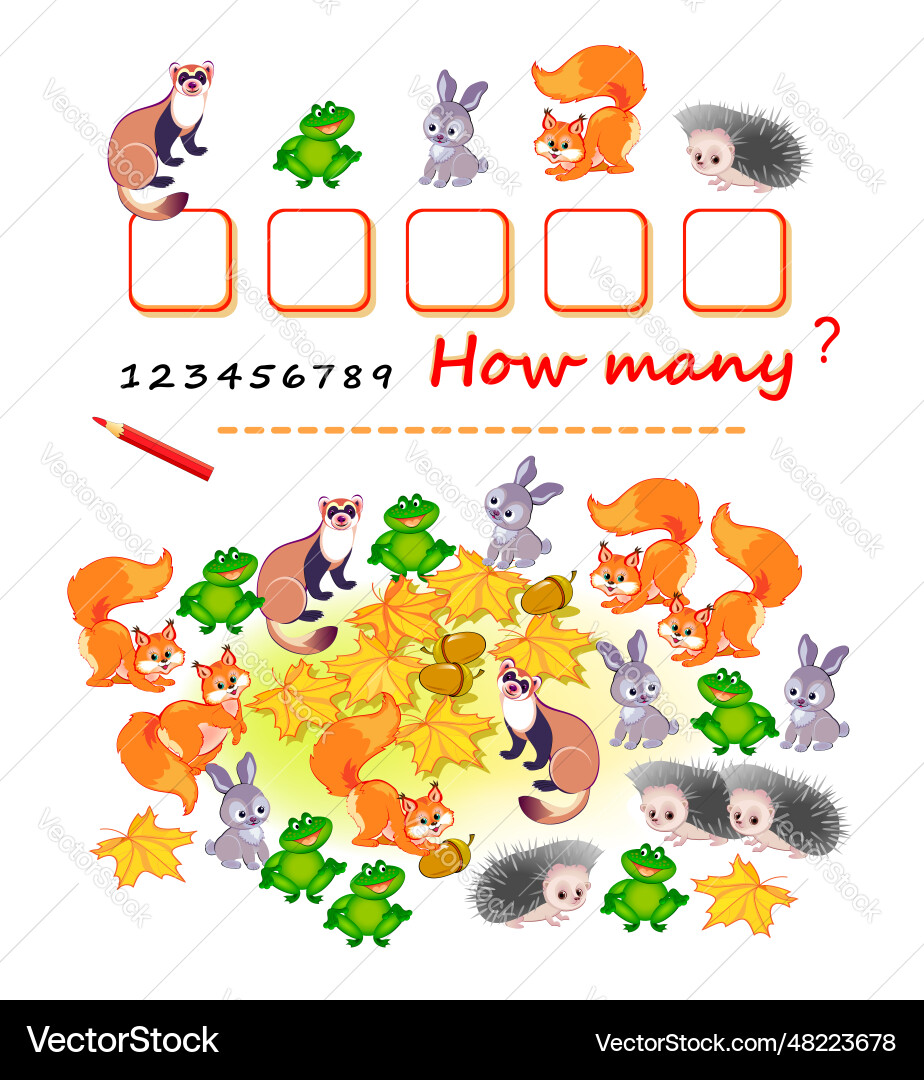 Mathematical education for children how many Vector Image