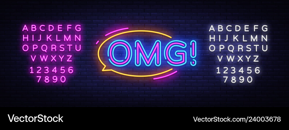 Omg neon sign pop art design template Royalty Free Vector