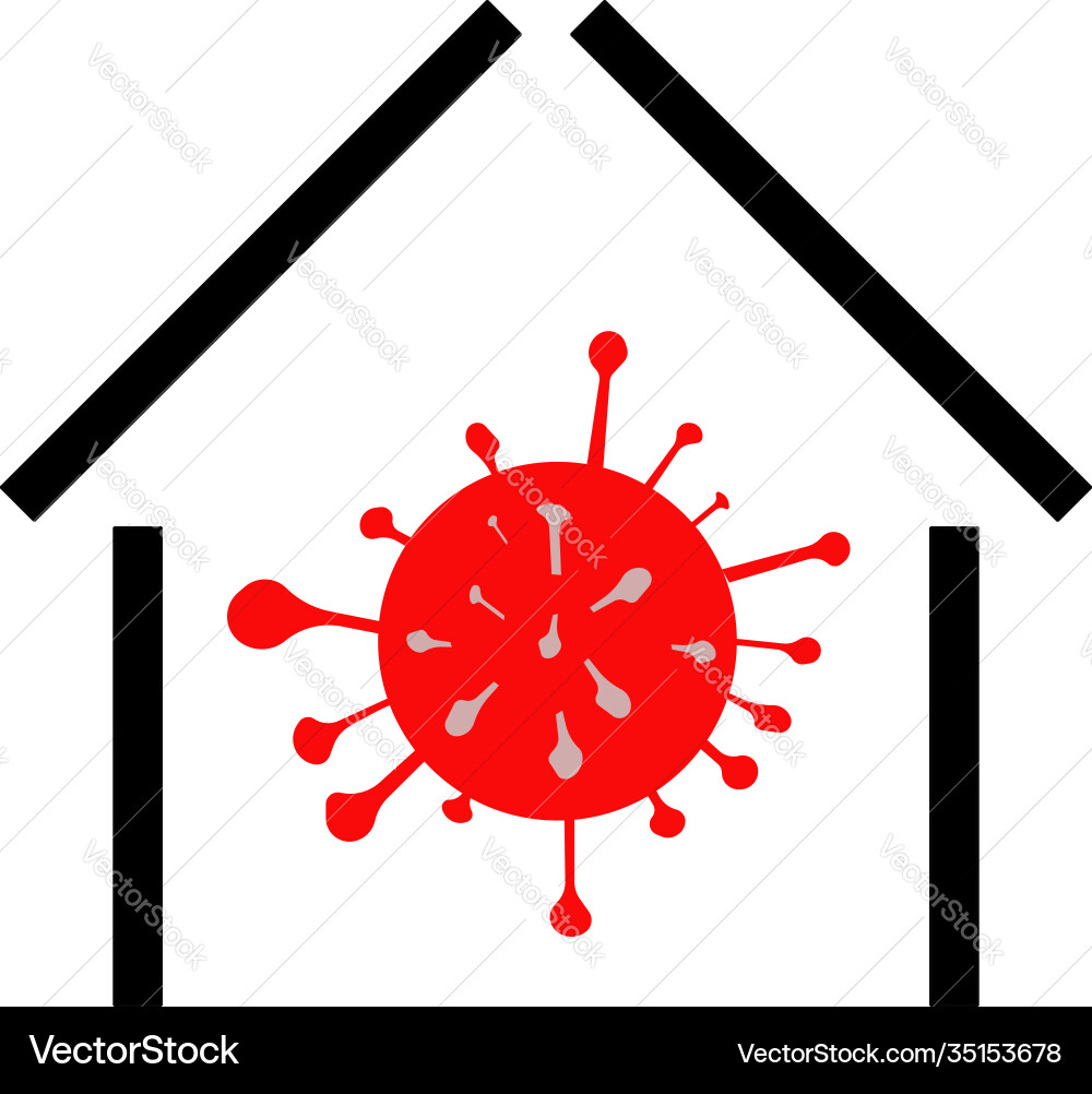 Red coronavirus symbol in house isolation Vector Image