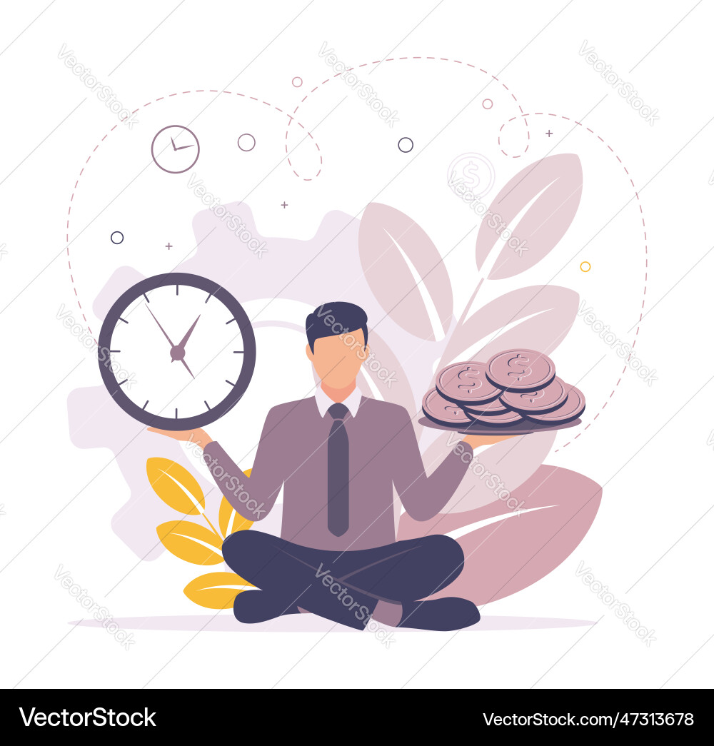 Time management of a man sitting Royalty Free Vector Image