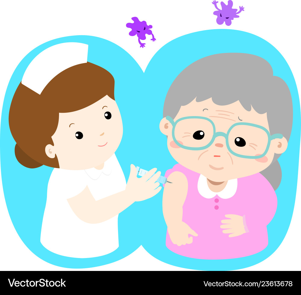 Vaccination senior cartoon Royalty Free Vector Image
