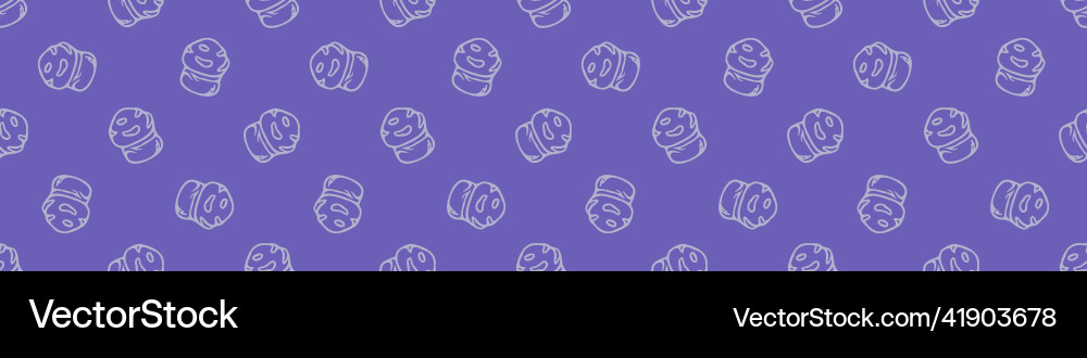 Very peri wild mushroom border seamless Royalty Free Vector