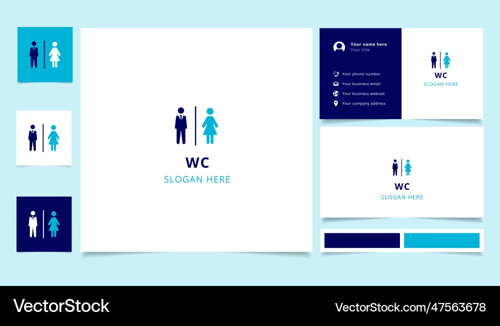 Wc logo design with editable slogan branding book Vector Image