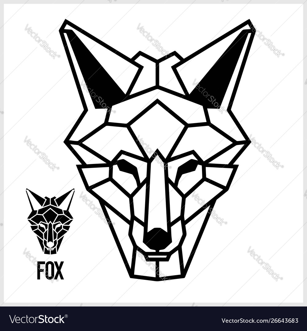 Abstract linear polygonal head a fox Royalty Free Vector