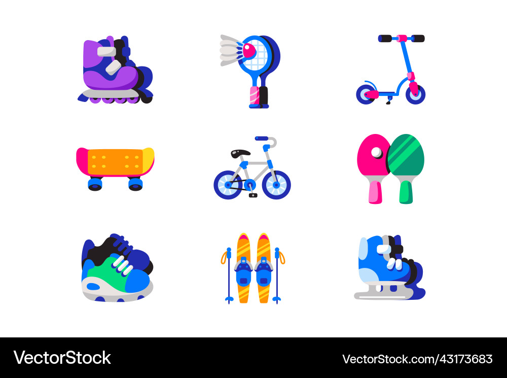 Active recreation games and entertainment icon set