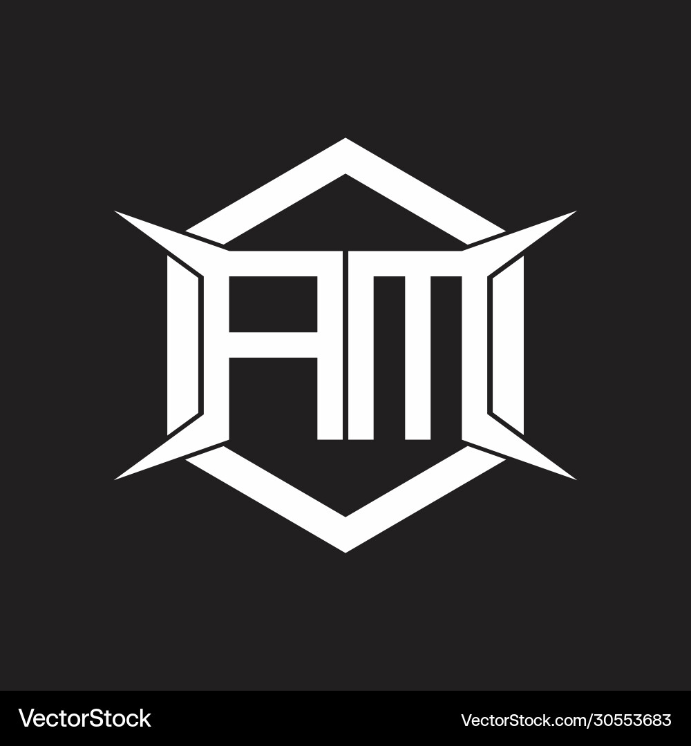 Am logo monogram with hexagon and four taper Vector Image