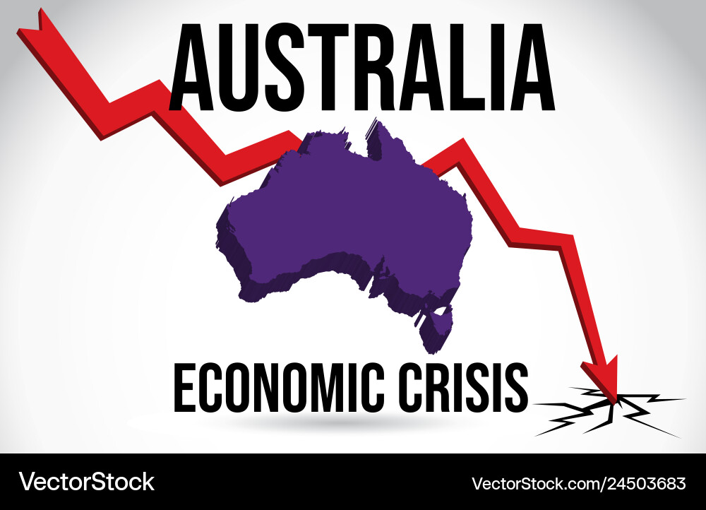 Australia map financial crisis economic collapse Vector Image