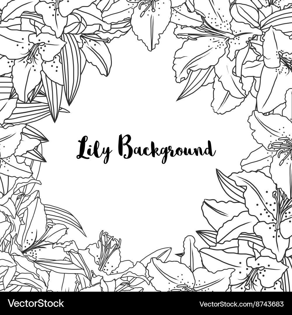 Background with lily flowers and leaves Royalty Free Vector