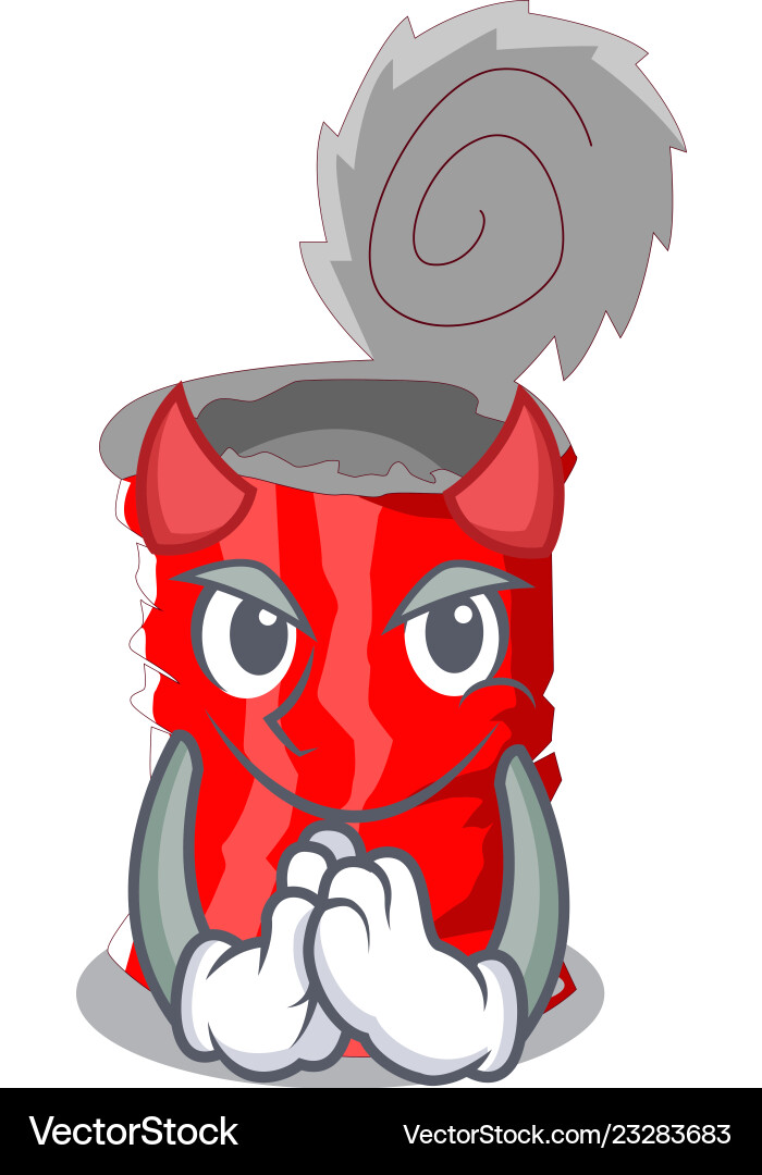 Devil set of metallic tin can cartoon Royalty Free Vector