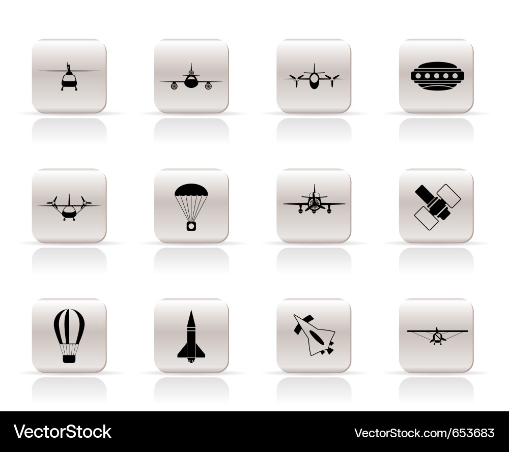 Different types of aircraft s and icon Royalty Free Vector