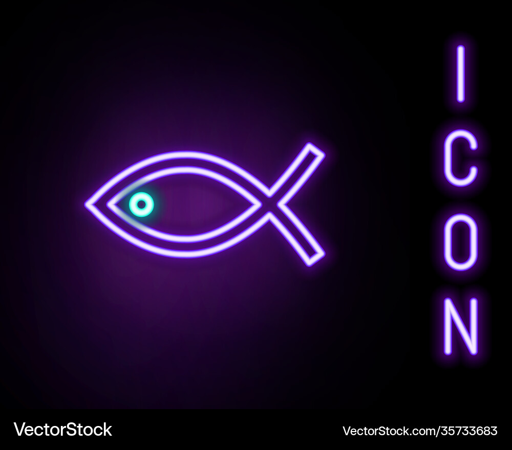 Glowing neon line christian fish symbol icon Vector Image