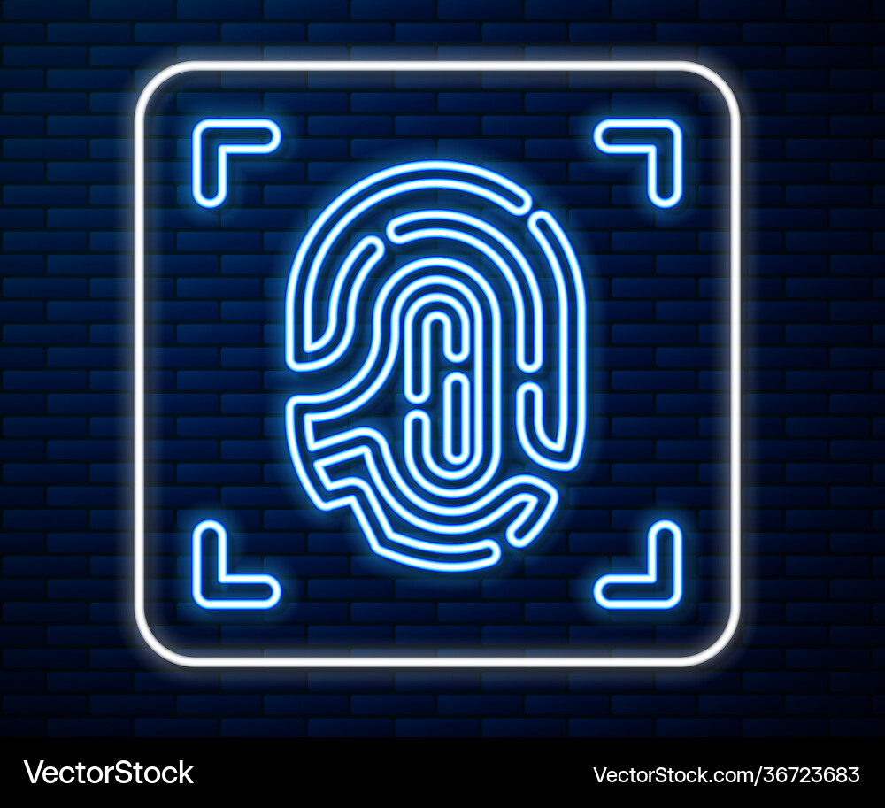 Glowing neon line fingerprint icon isolated Vector Image