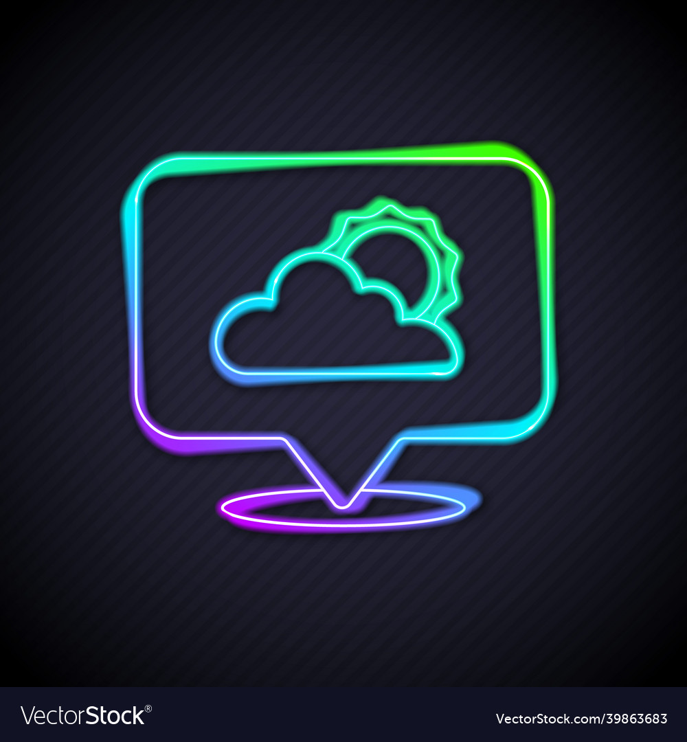 Glowing neon line location cloud icon isolated Vector Image