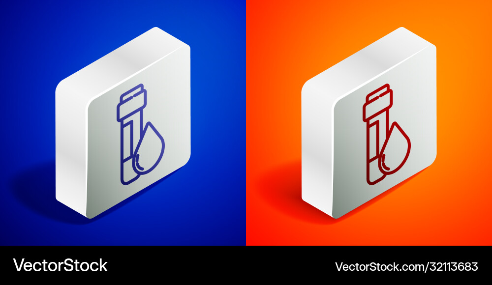 Isometric line test tube with water drop icon Vector Image