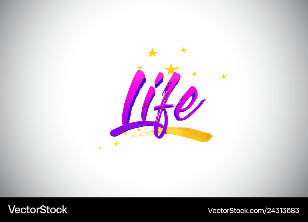 Life purple violet word text with handwritten Vector Image