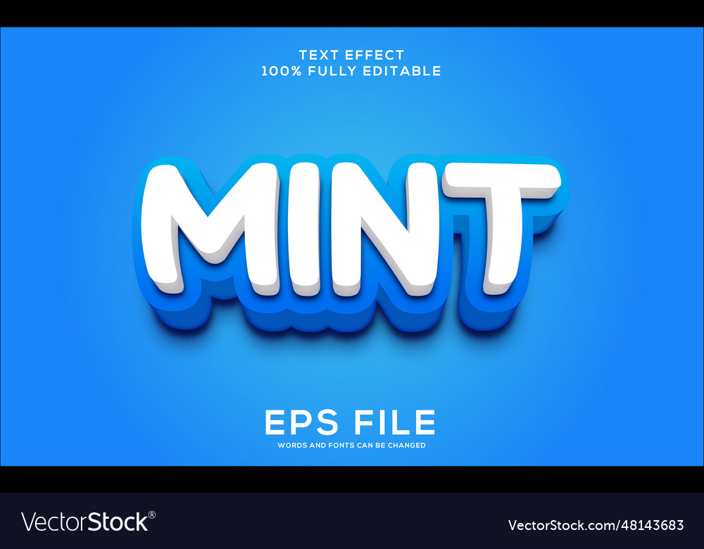 Mint editable text effect Royalty Free Vector Image