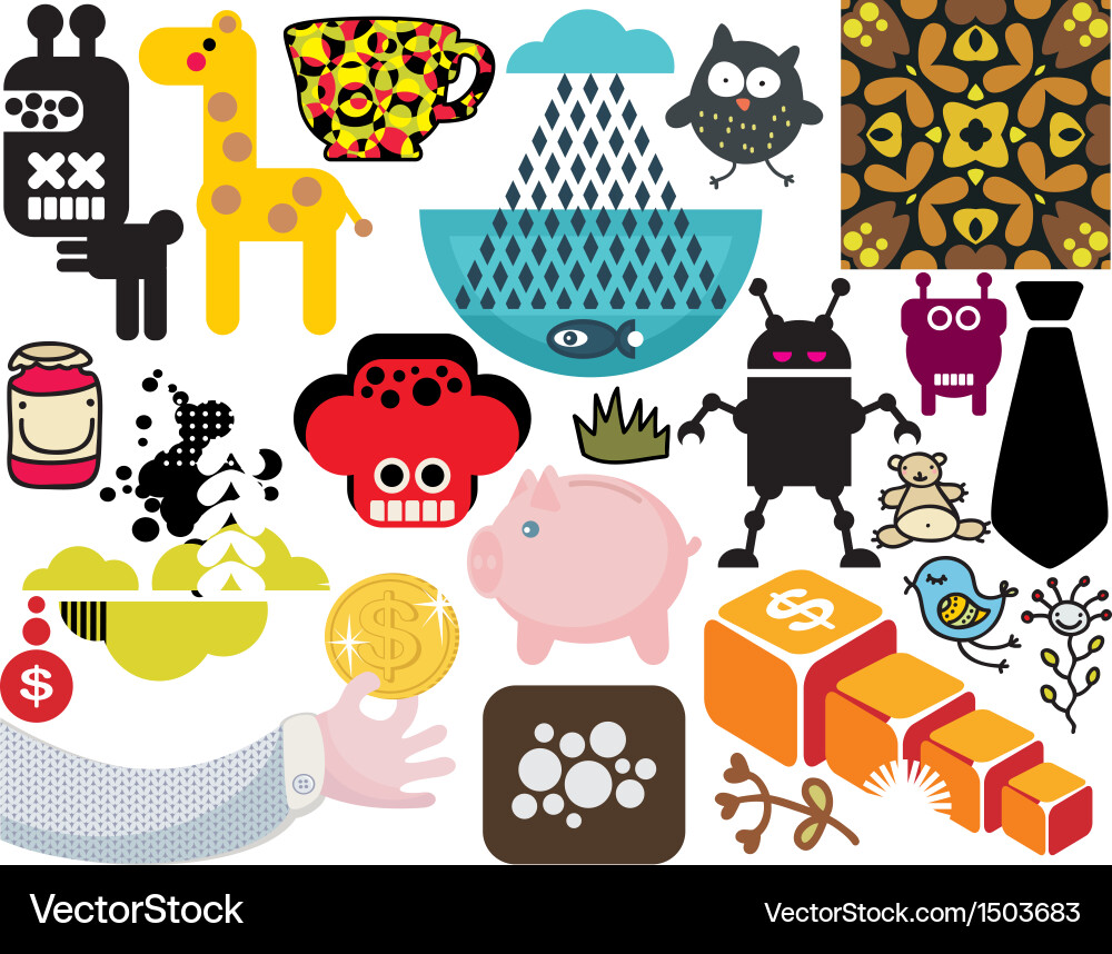 Mix of different images vol55 Royalty Free Vector Image