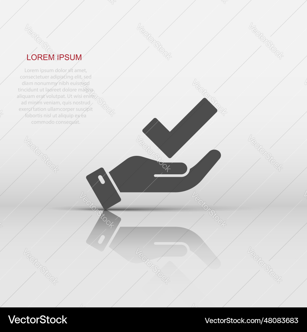People hand with check mark icon in flat style Vector Image