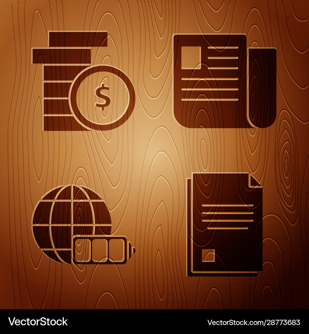 Set file document coin money with dollar symbol Vector Image