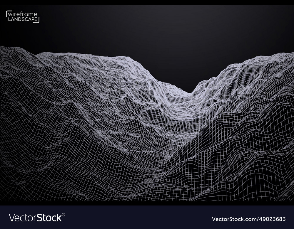 Wireframe landscape background Royalty Free Vector Image