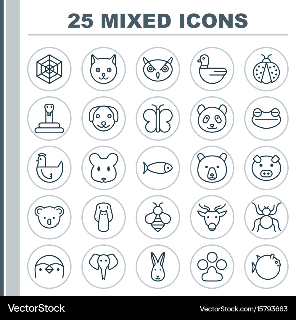 Zoology icons set collection fish trunked Vector Image