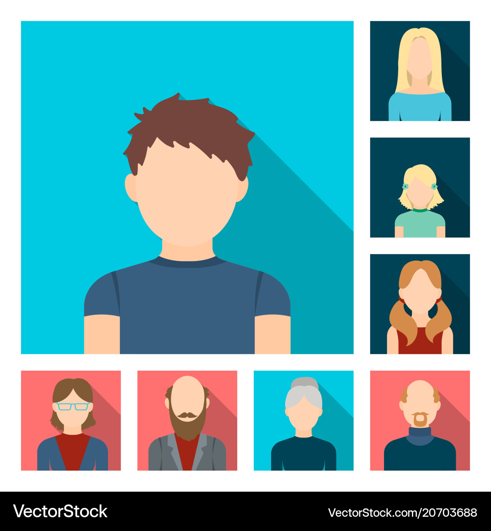 Avatar and face flat icons in set collection Vector Image