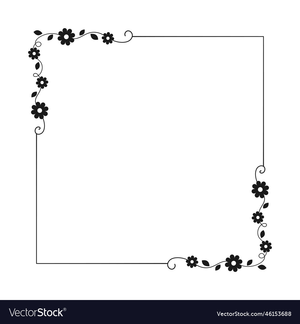 Botanical square frame hand drawn line border Vector Image Botanical square frame hand drawn line border Vector Image