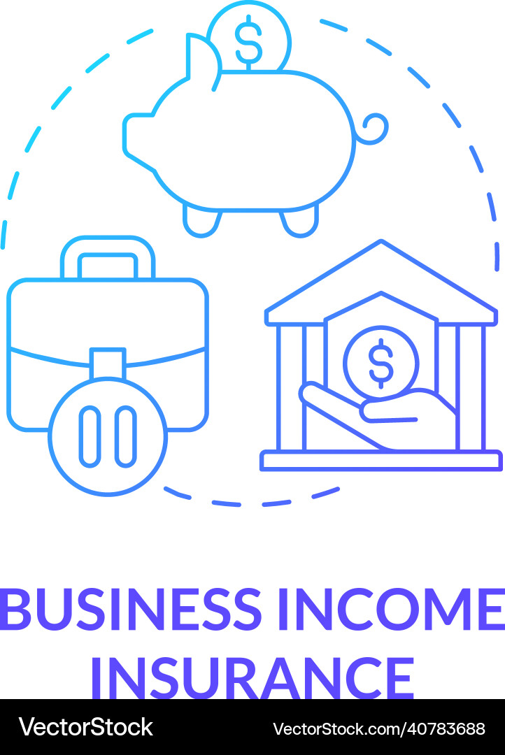 Business income insurance blue gradient concept Vector Image
