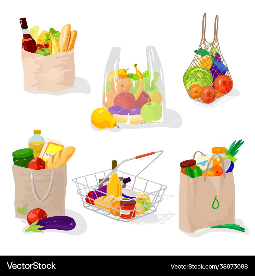 Cartoon product shopping set Royalty Free Vector Image
